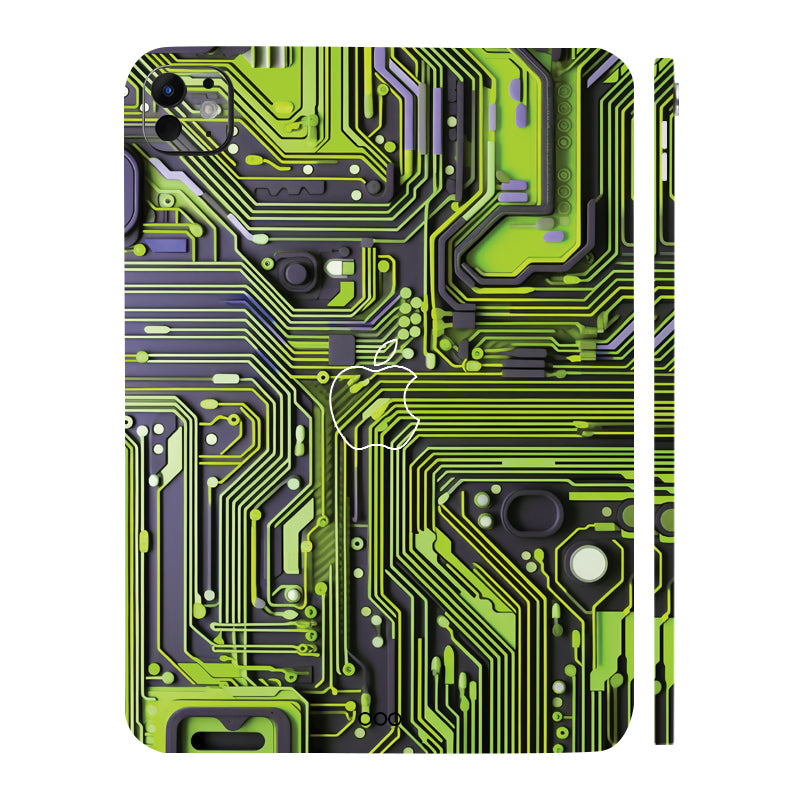 Apple iPad Pro 11 M5 2025 Lime Green Circuit Design Tablet Skins