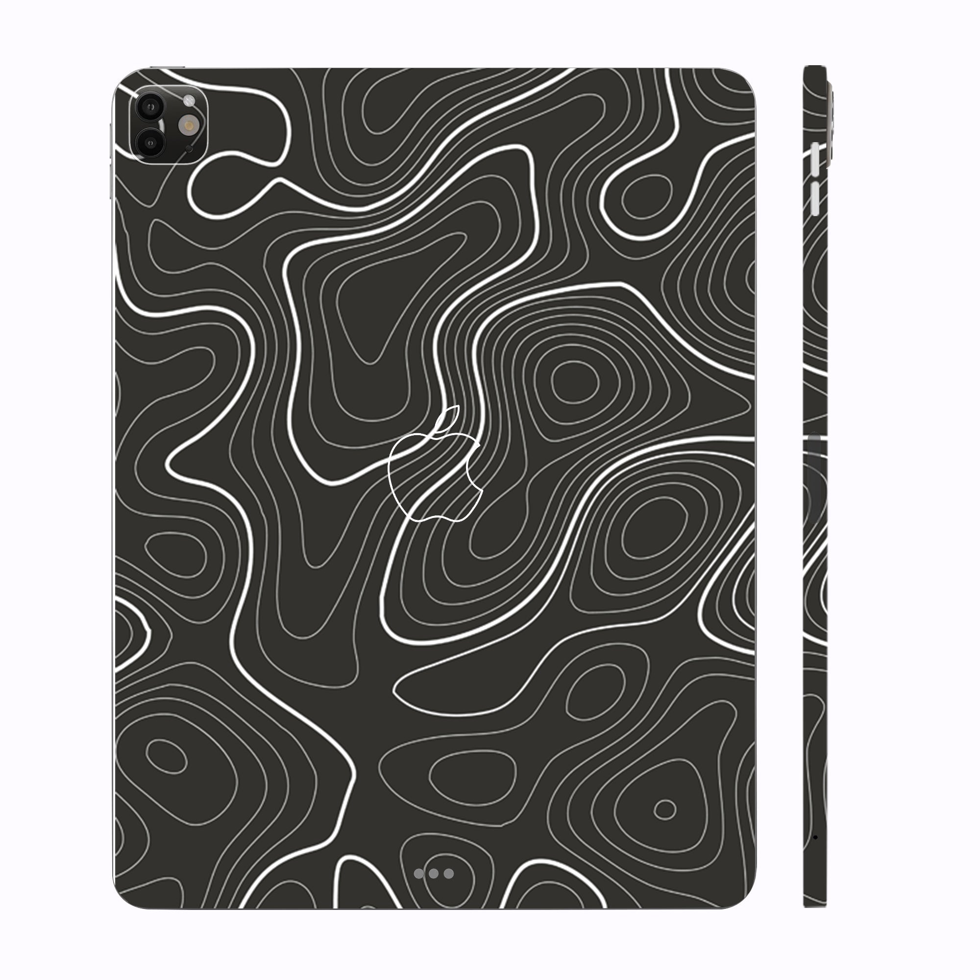 Apple iPad Pro 13 M4 2024 Grayscale Topographic Lines Tablet Skins