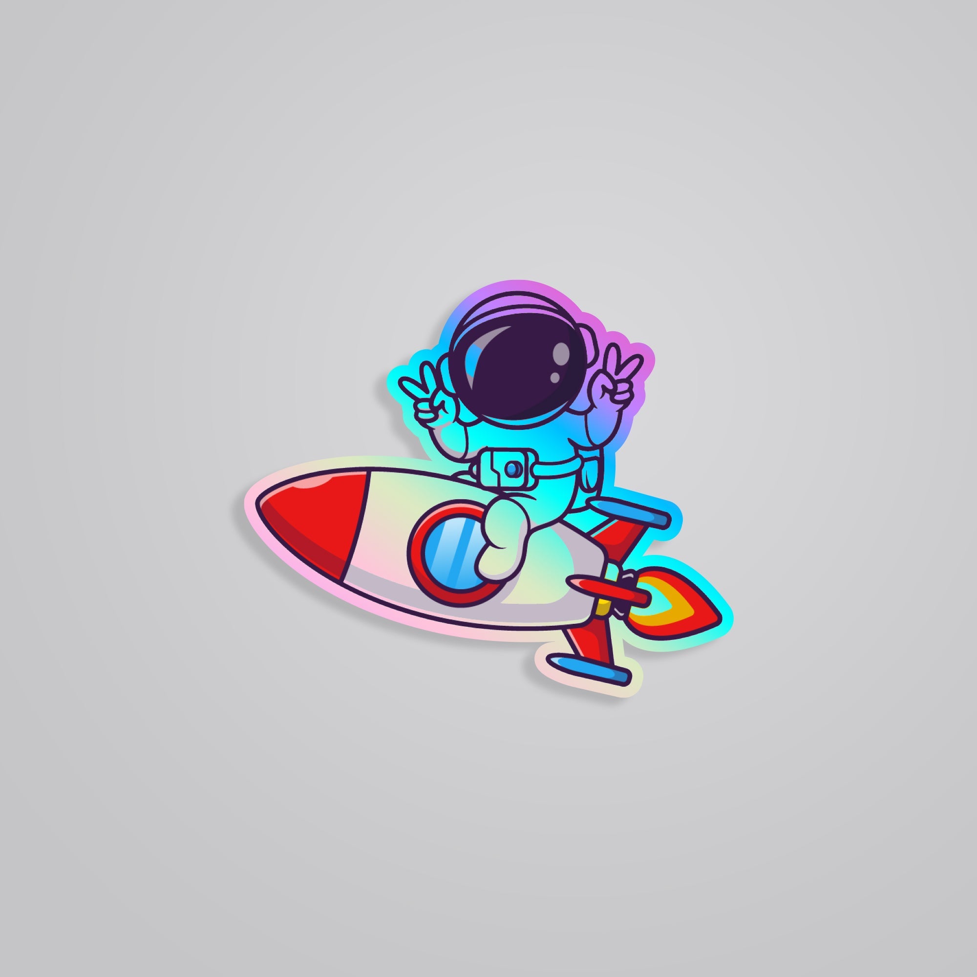 Rocket Ship Astronaut Holographic Sticker – Launch Your Style into ...
