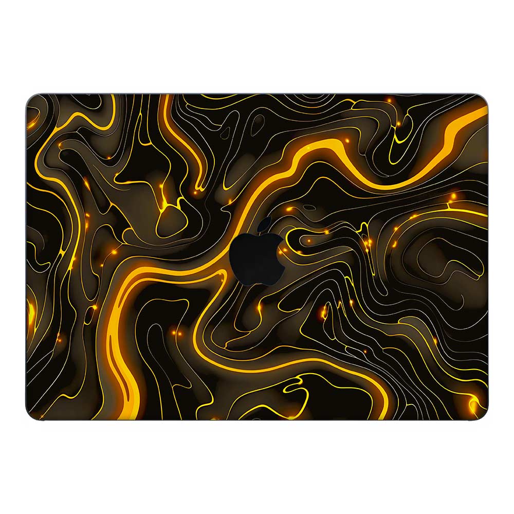 Golden Lava Waves MacBook Air 13 M3 2024 Laptop Skin