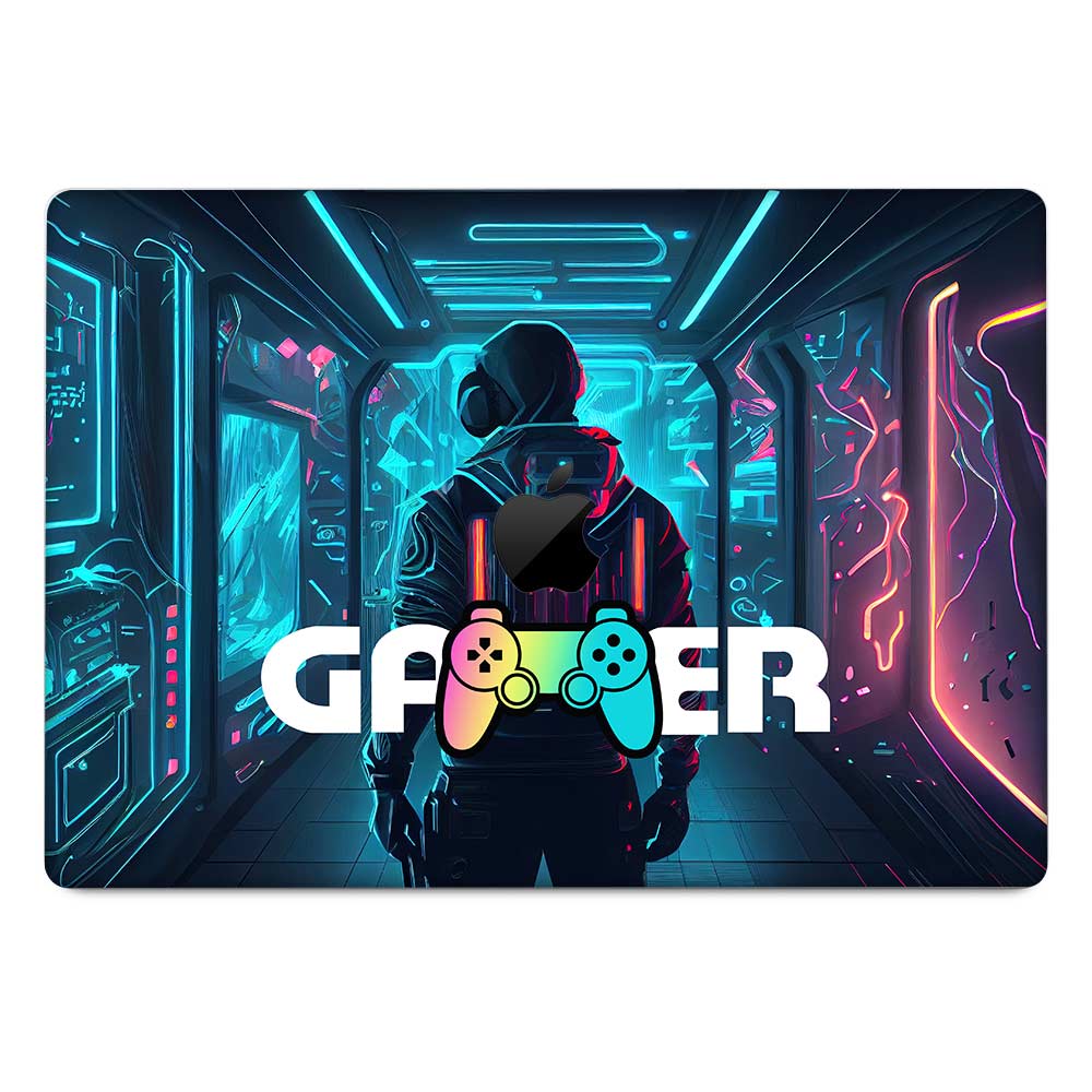 Gamer in Glowing Background MacBook Pro 13 M1 2020 Laptop Skin