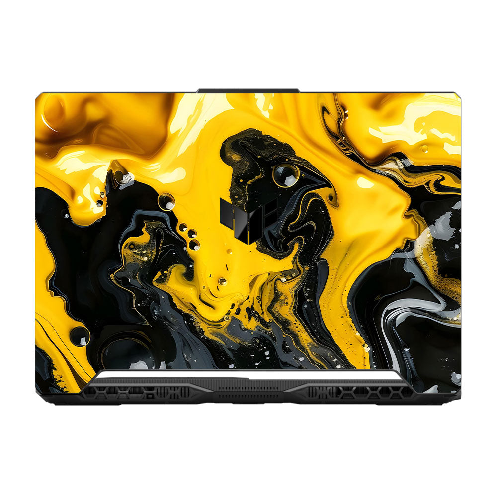Yellow and Black Paint Swirls Asus TUF F15 FX506 & A15 FA506 Laptop Sk