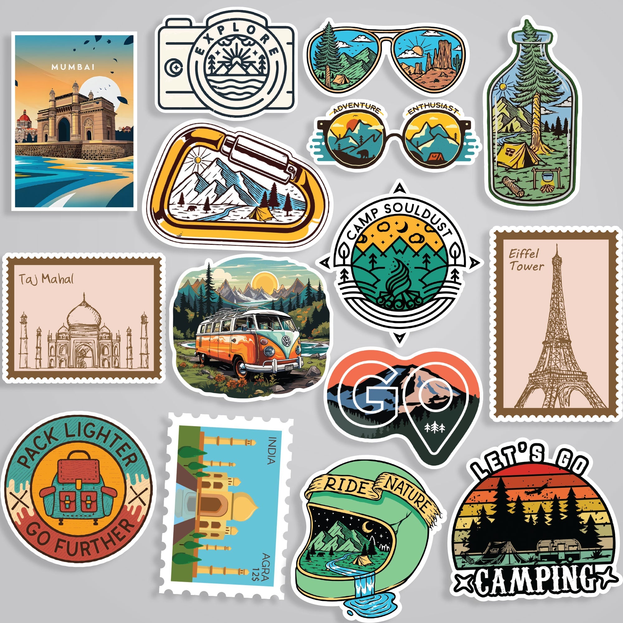 15 Travel Stickers Pack 3 - Explore More