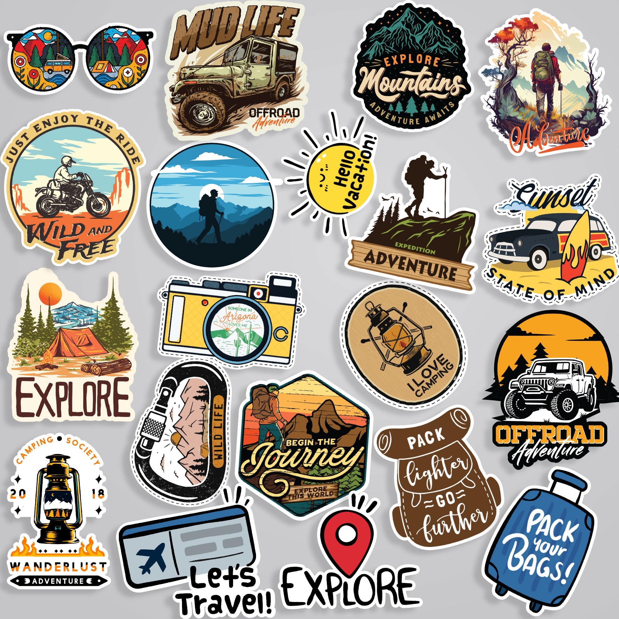 Explore the World with 20 Travel Stickers in Pack 1 - Perfect for Your ...