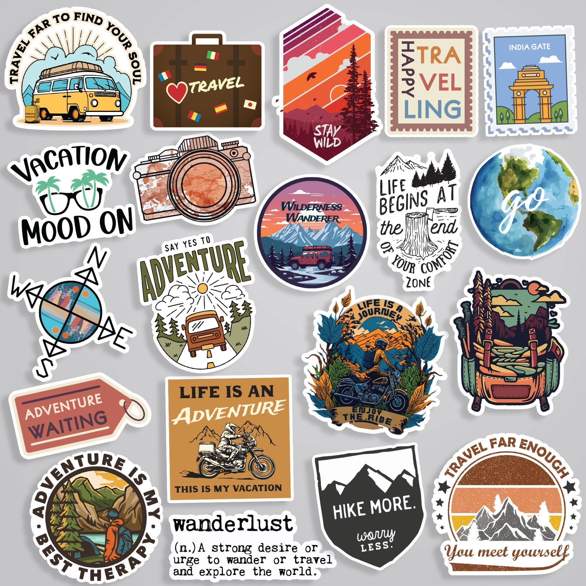 20 Travel Stickers Pack 2 - Explore More