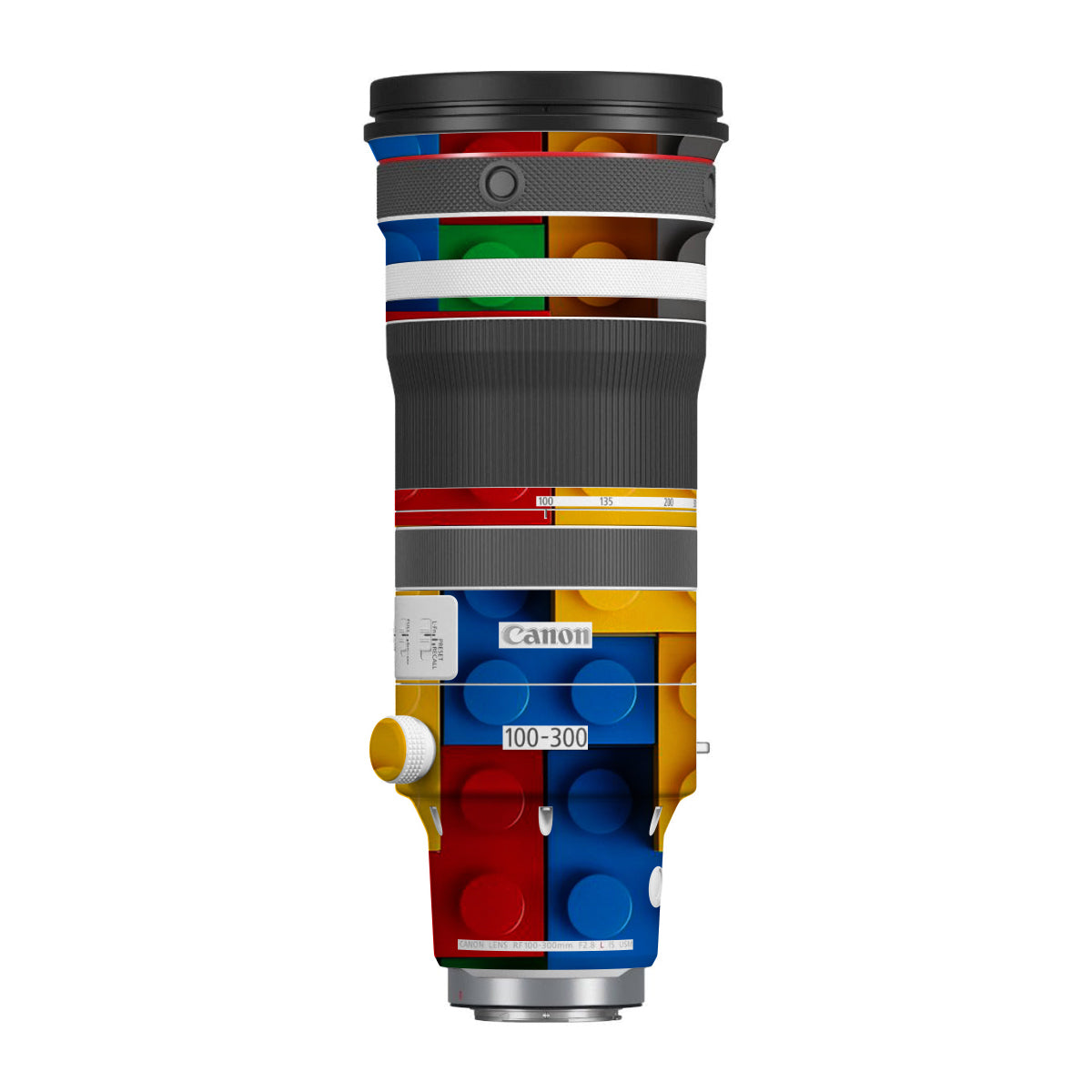 Colorful LEGO Brick Wall Pattern Canon RF 100-300mm F/2.8 L IS USM Cam
