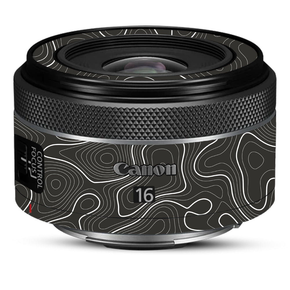 Grayscale Topographic Lines Canon 16mm Camera Lens Skin