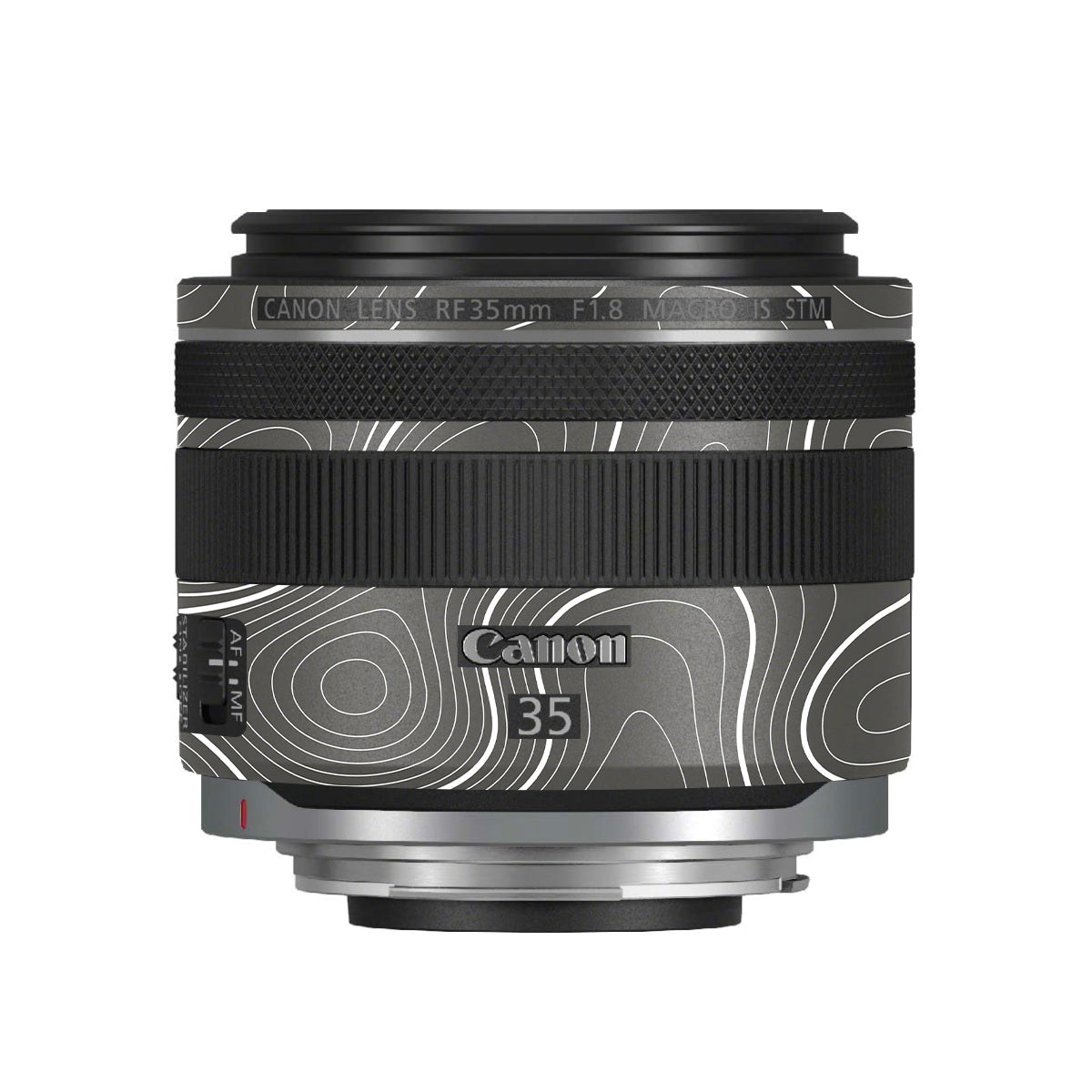 Grayscale Topographic Lines Canon RF 35mm F/1.8 Macro Camera Lens Skin