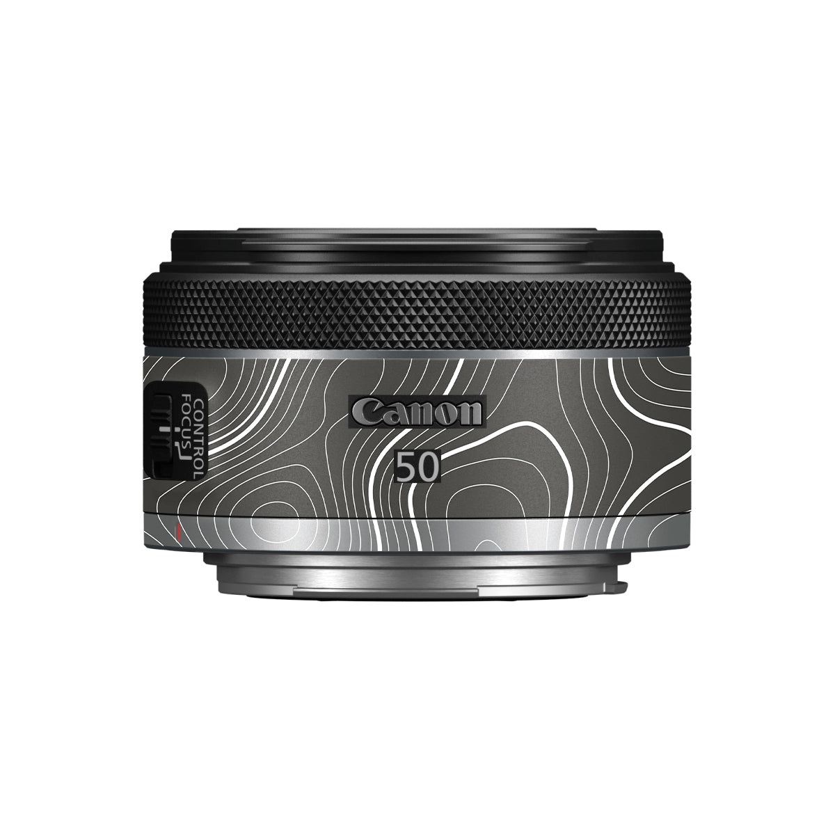Grayscale Topographic Lines Canon RF 50mm F/1.8 STM Camera Lens Skin