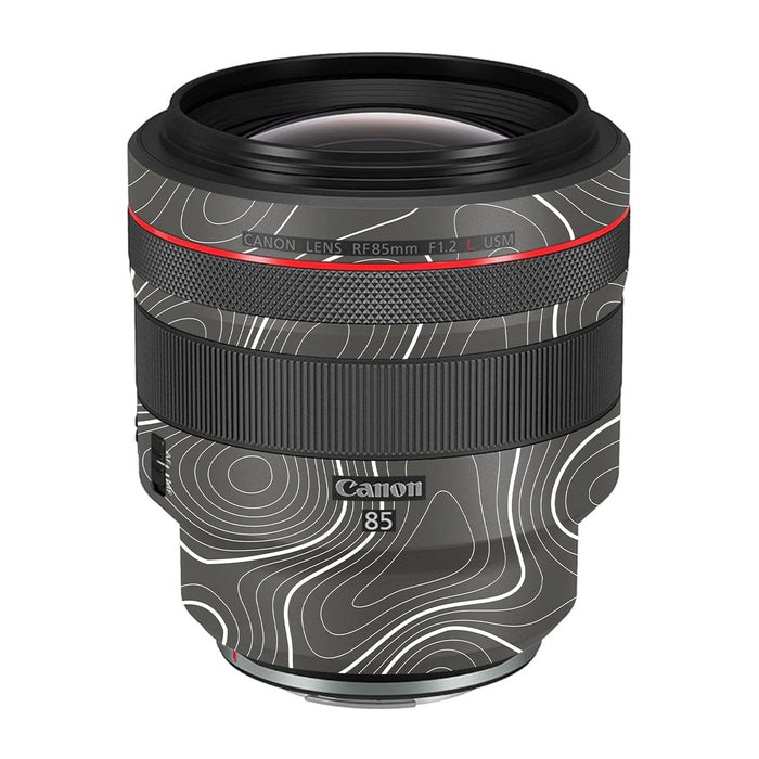 Grayscale Topographic Lines Canon RF 85mm F/1.2L USM Camera Lens Skin