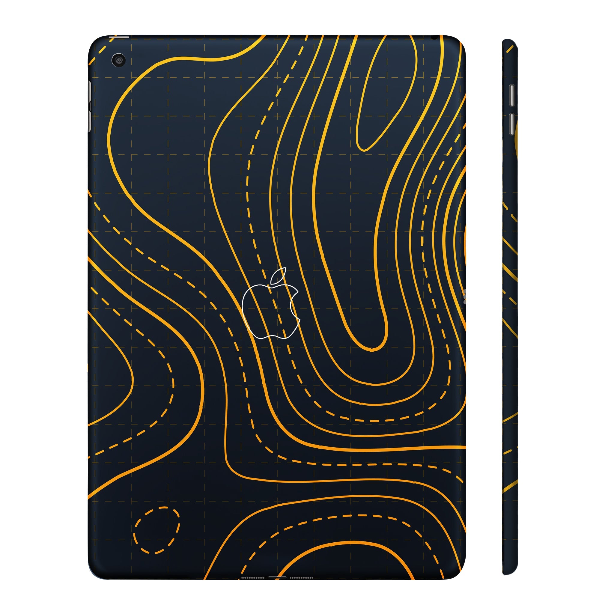 Apple iPad 9th Gen 2021 Yellow Contour Lines Tablet Skins