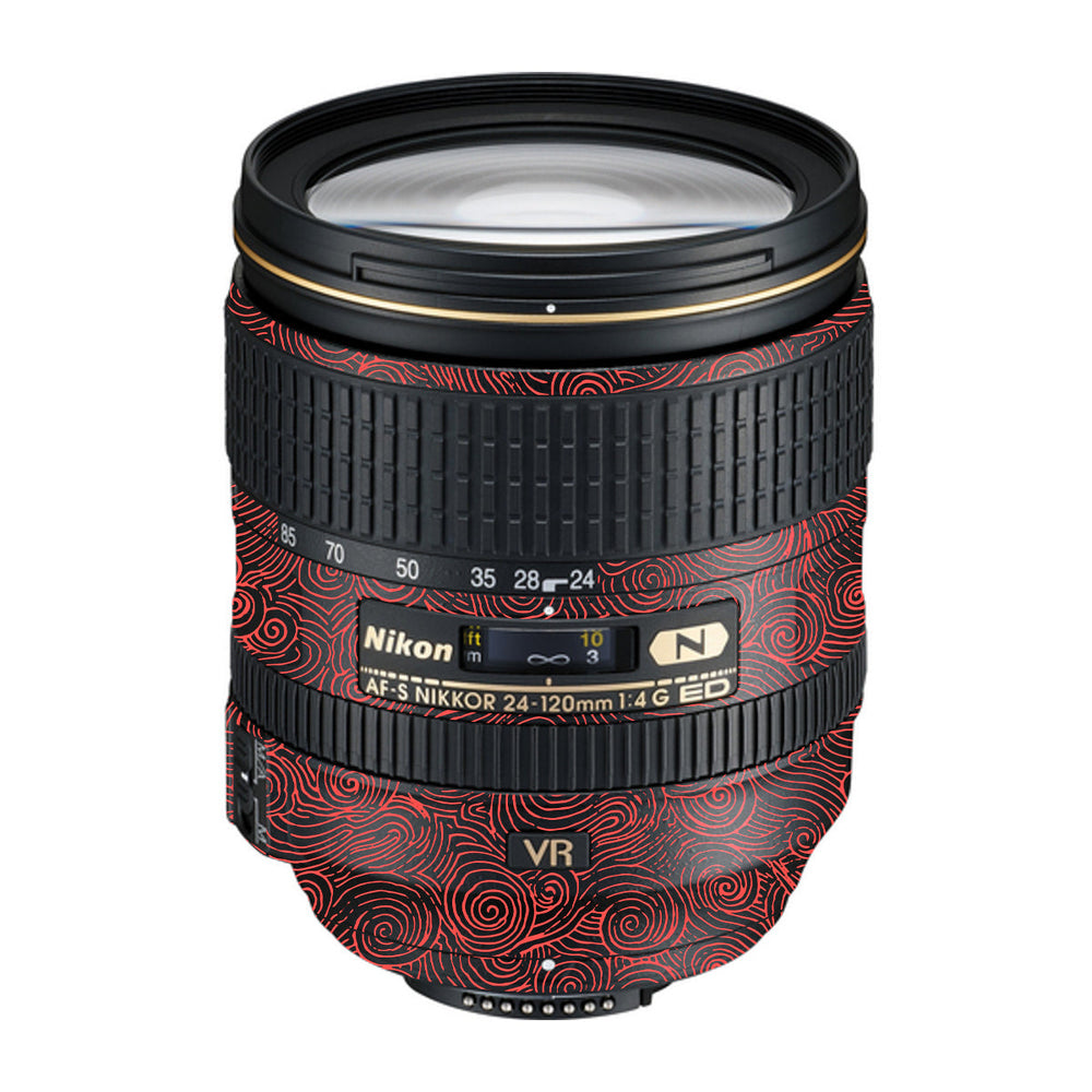 Red Spirals Nikon Nikkor AF-S 24-120mm F4 G ED VR Camera Lens Skin