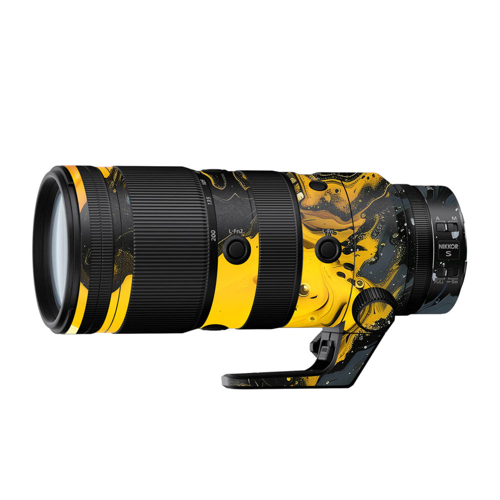 Yellow and Black Paint Swirls Nikon Nikkor Z 70-200mm F/2.8 Camera Len