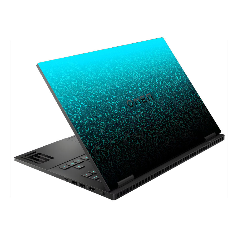 Cyan Blue to Black Gradient HP Omen Gaming 16 Laptop Skin