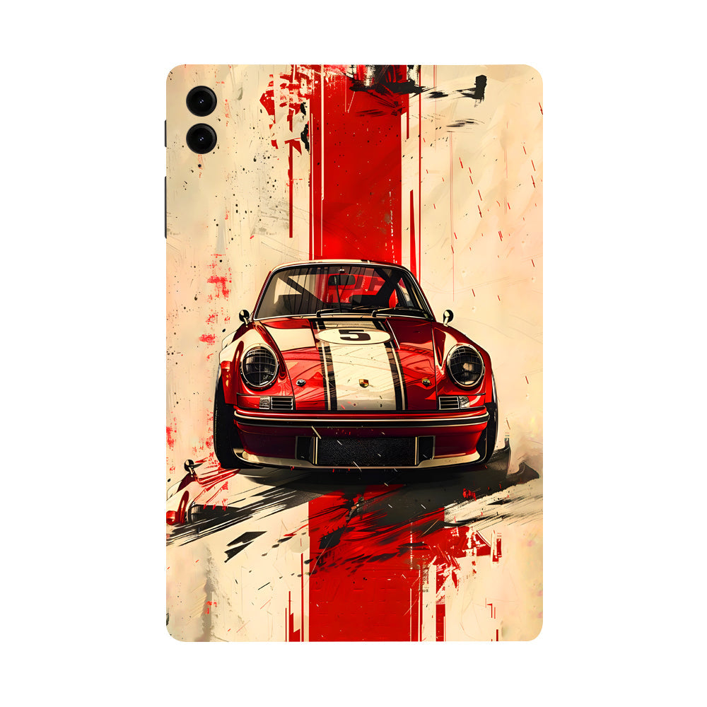 Samsung Galaxy Tab S9 FE Plus Classic Red Porsche Cars & Bikes Tablet