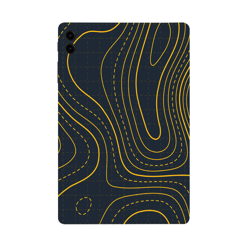Samsung Galaxy Tab S9 FE Plus Yellow Contour Lines Tablet Skins