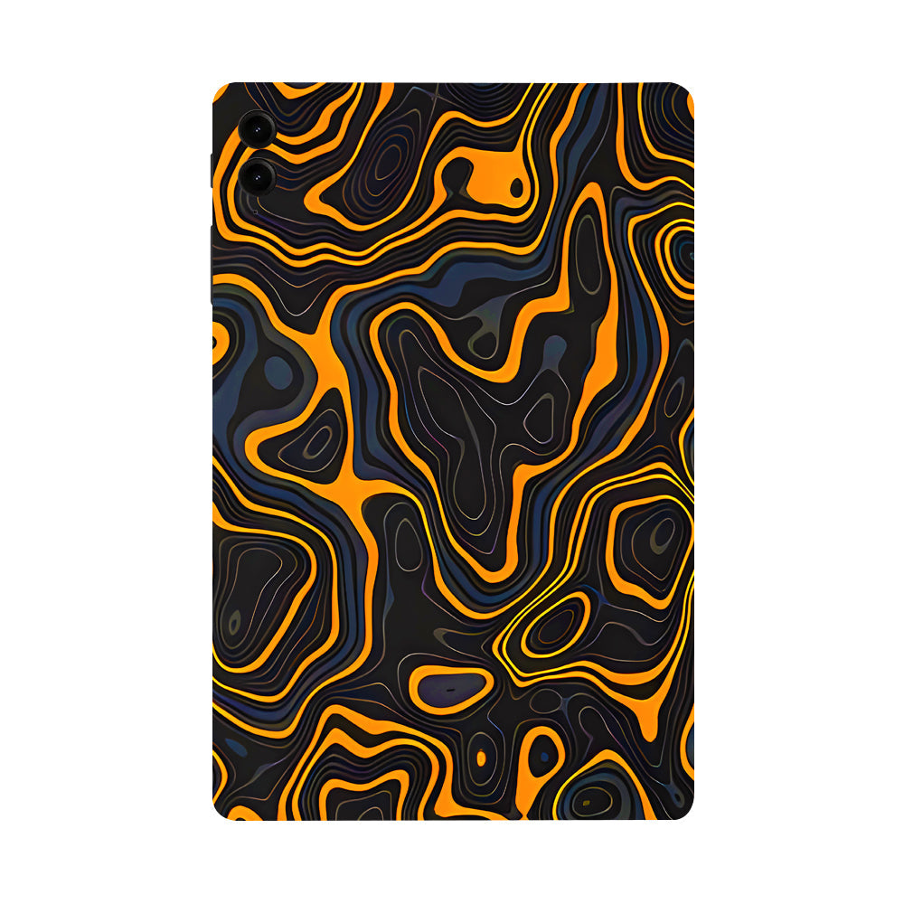 Samsung Galaxy Tab S9 FE Plus Amber Topographic Waves Tablet Skins