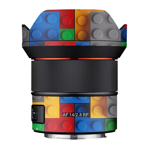Colorful LEGO Brick Wall Pattern Samyang AF 14mm F/2.8 RF Camera Lens