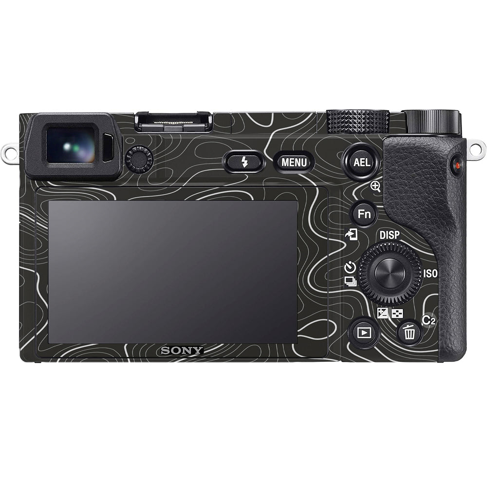 Grayscale Topographic Lines Sony A6100 Camera Skins