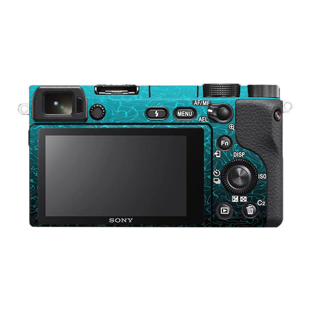 Cyan Blue to Black Gradient Sony A6400 Camera Skins