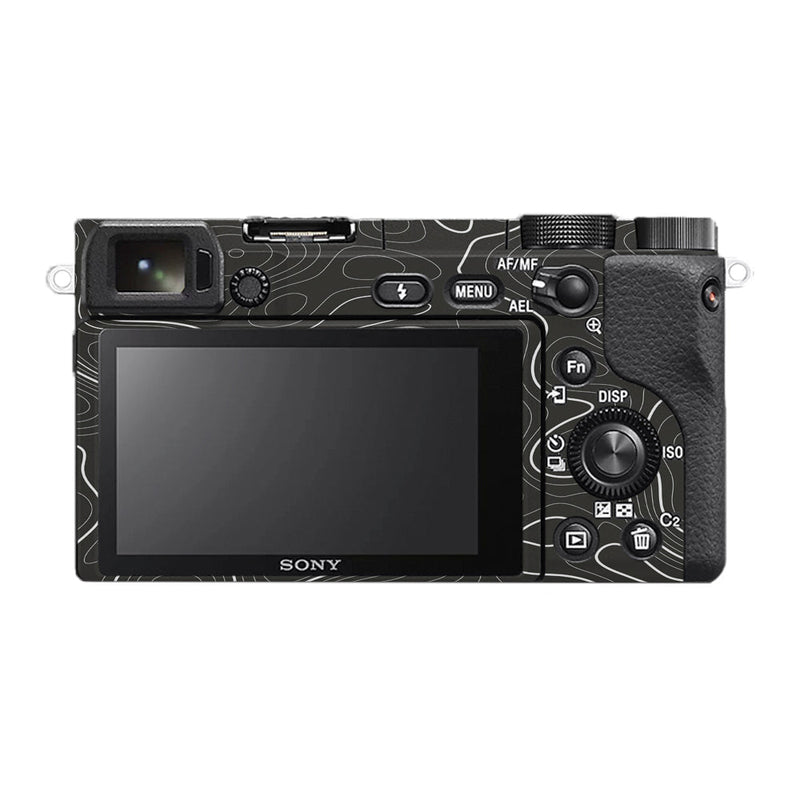 Grayscale Topographic Lines Sony A6400 Camera Skins
