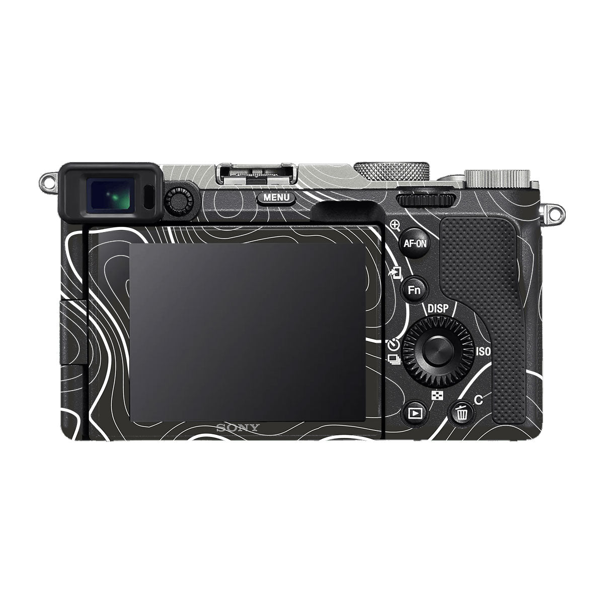 Grayscale Topographic Lines Sony A7 C Camera Skins