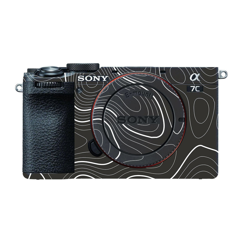 Grayscale Topographic Lines Sony A7 CII Camera Skins