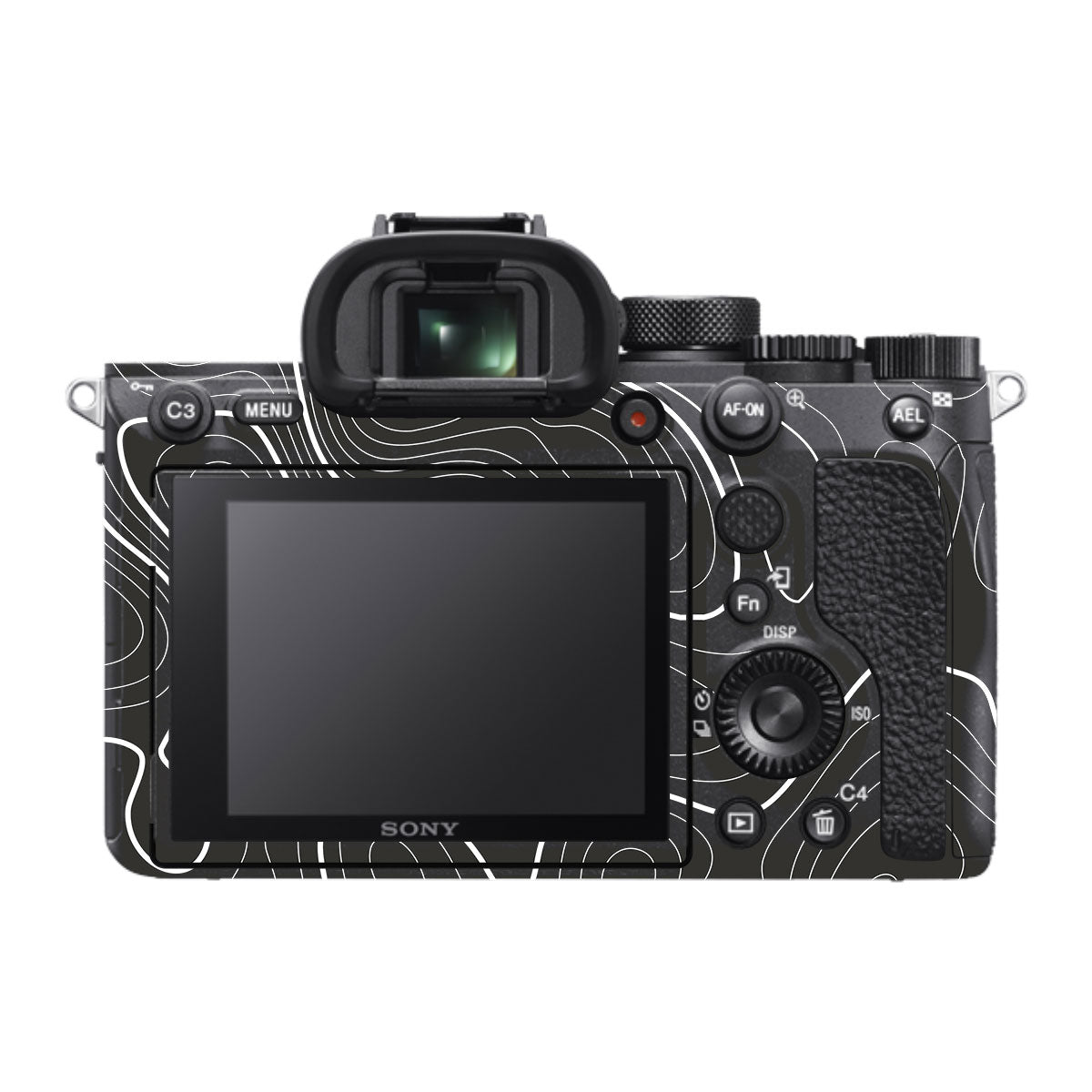 Grayscale Topographic Lines Sony A7R IV Camera Skin