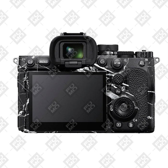 White Veins on Black Sony A7RV Camera Skins