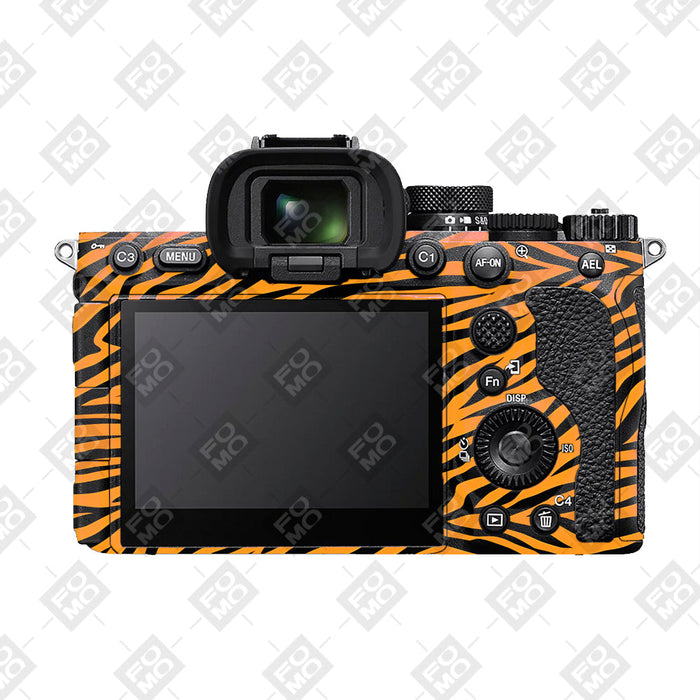 Zebra Gold Pattern Sony A7RV Camera Skins