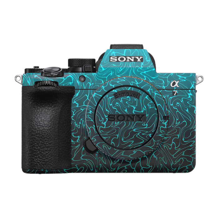 Cyan Blue to Black Gradient Sony A7 V Camera Skin