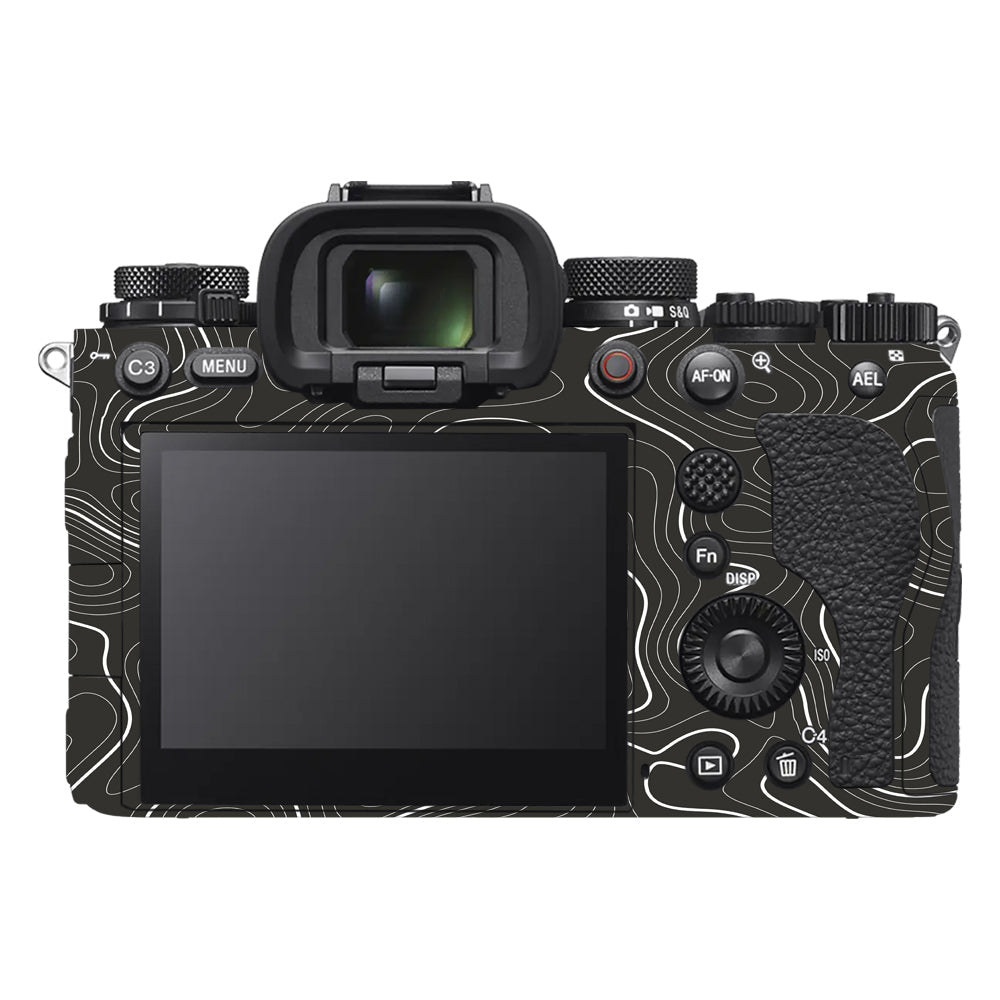 Grayscale Topographic Lines Sony A9III Camera Skins