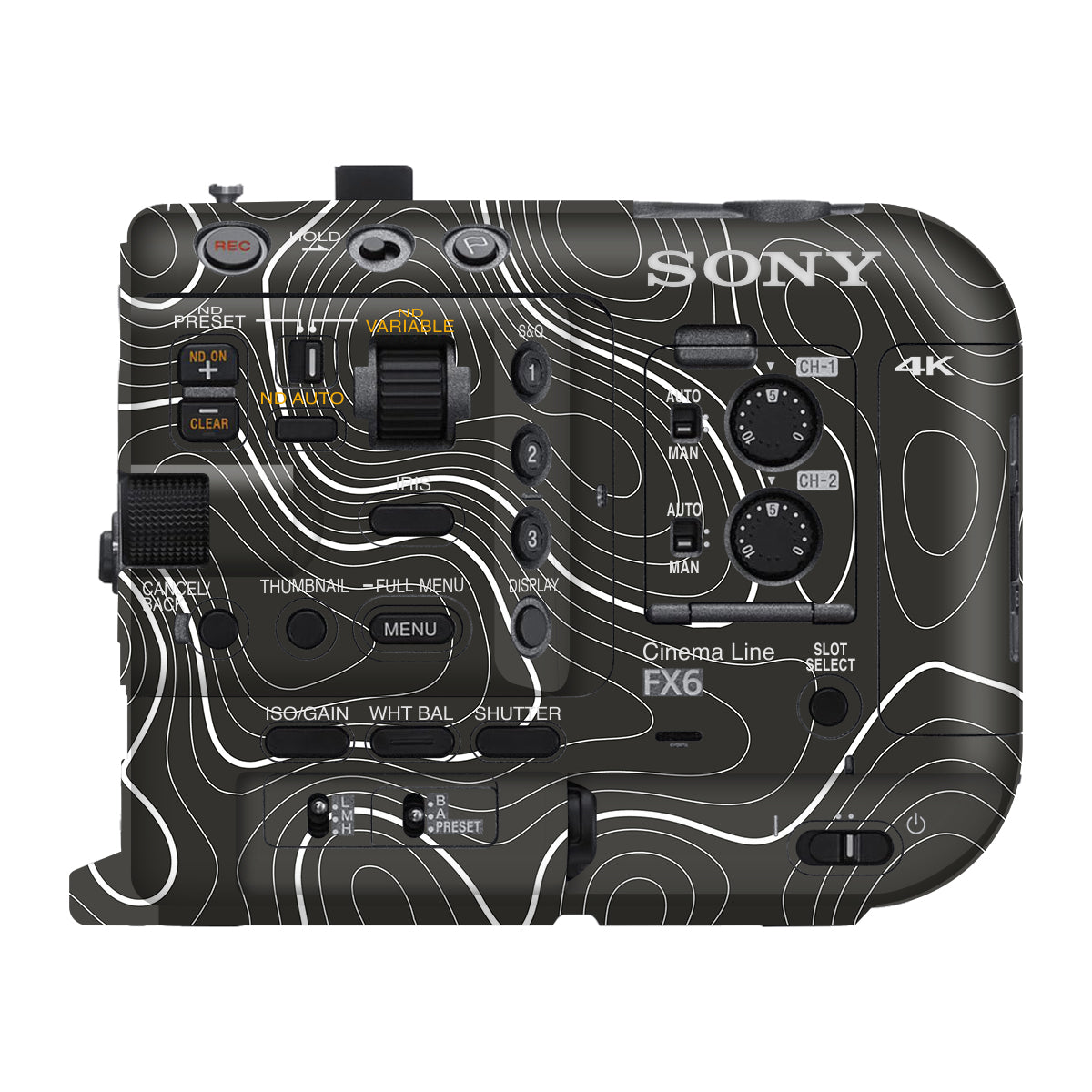Grayscale Topographic Lines Sony FX6 Camera Skin