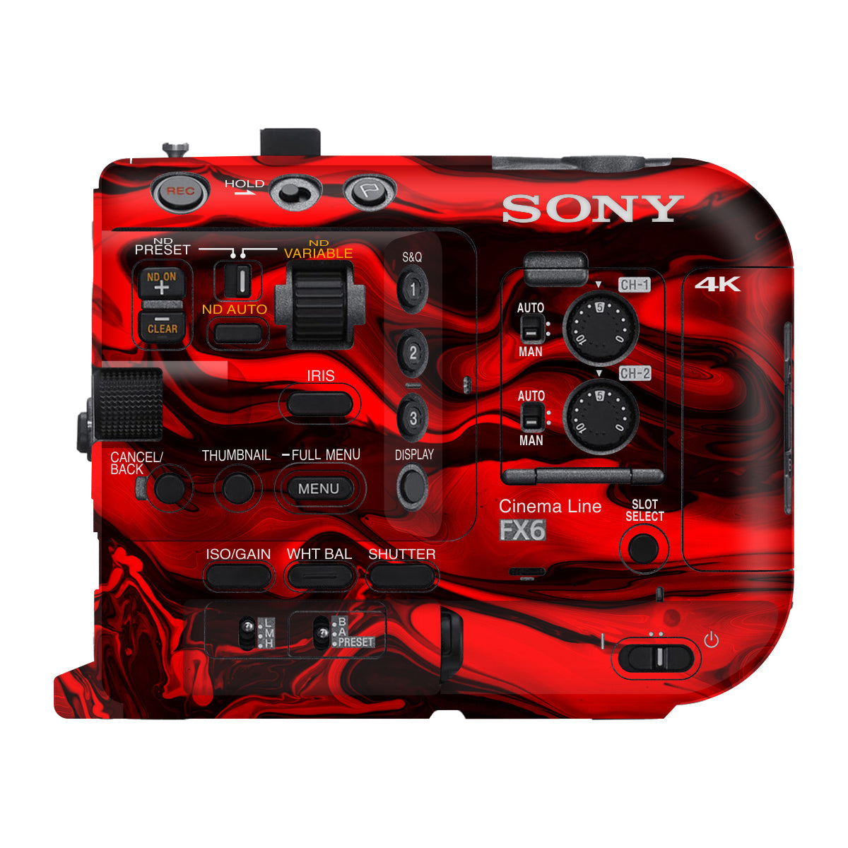 Red Lava Flow Sony FX6 Camera Skin