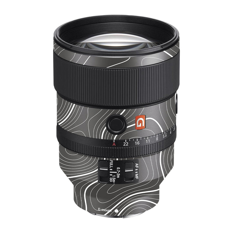 Grayscale Topographic Lines Sony FE 135mm F/1.8 GM Camera Lens Skin