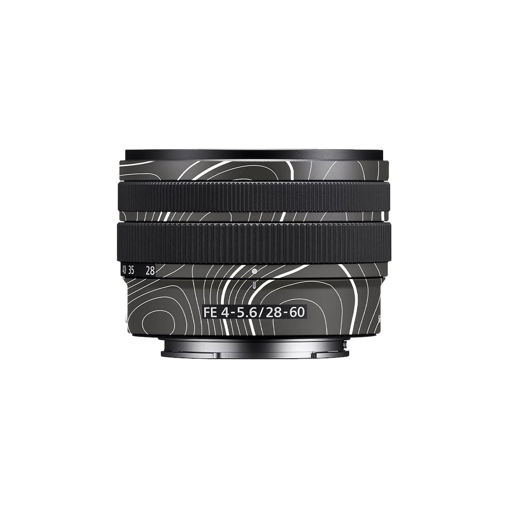 Grayscale Topographic Lines Sony FE 28-60mm F/4-5.6 Camera Lens Skin