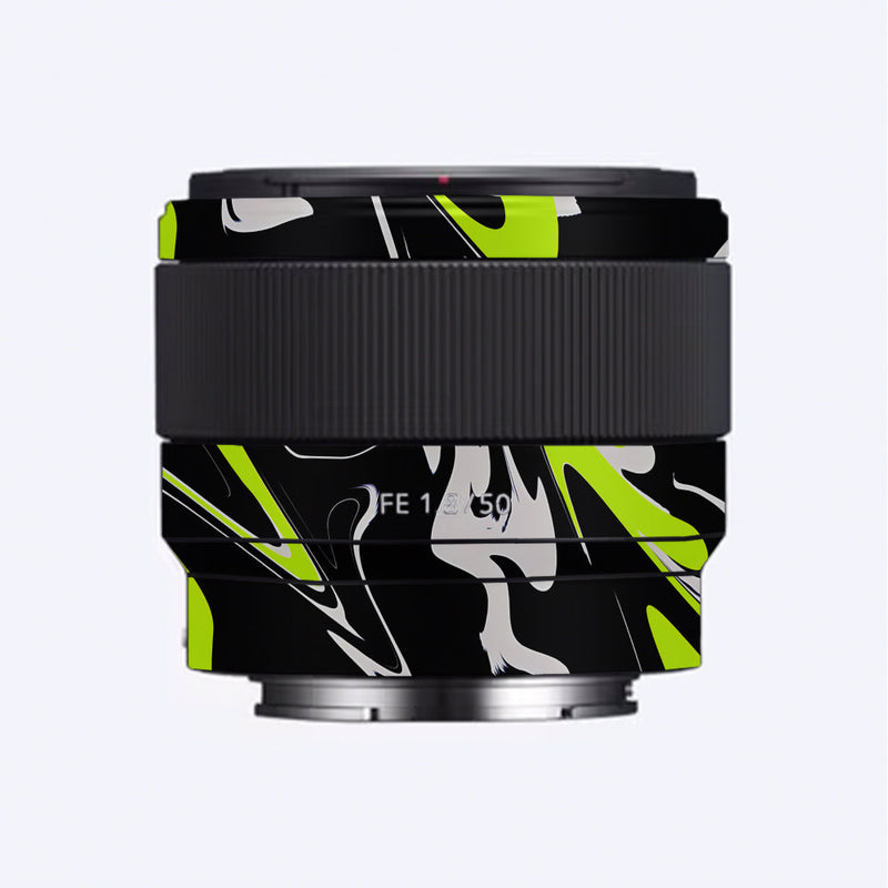 Neon Green and Black Pattern Sony FE 50mm f/1.8 Camera Lens Skin