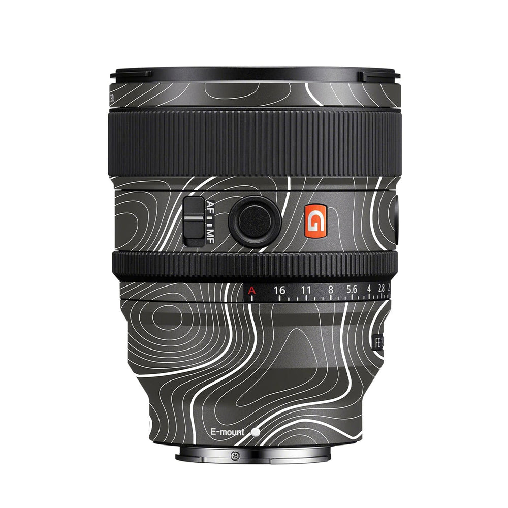 Grayscale Topographic Lines Sony FE 85mm F/1.4 GM II Camera Lens Skin