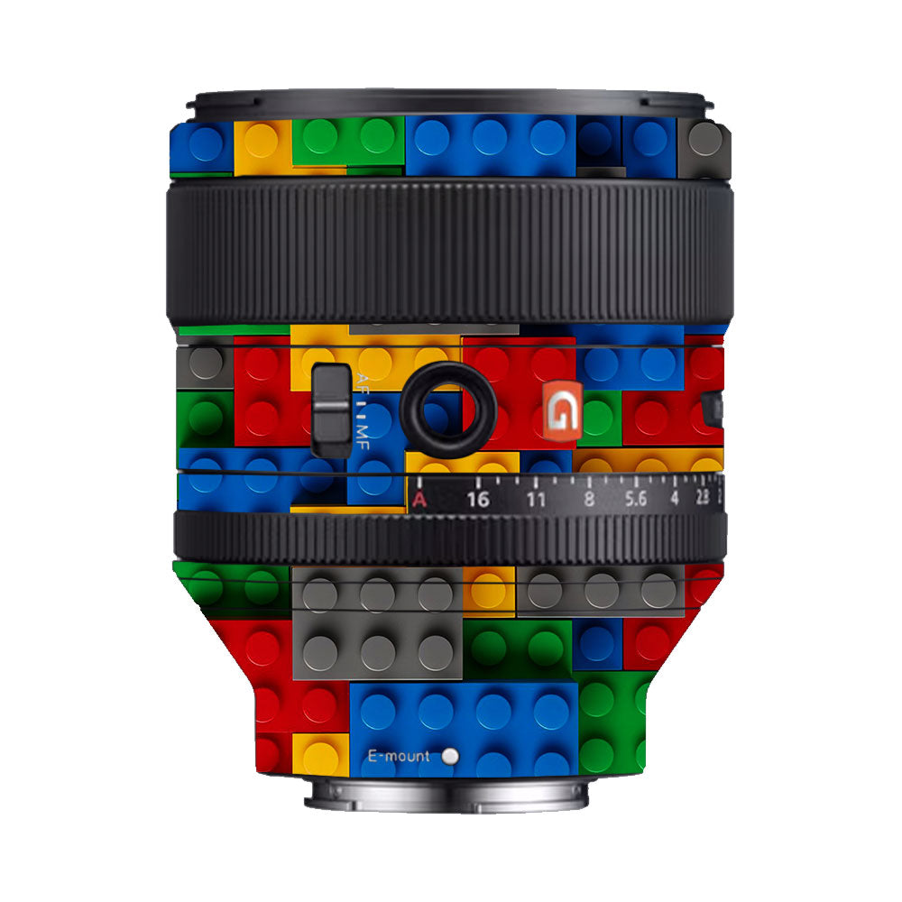 Colorful LEGO Brick Wall Pattern Sony FE 85mm f/1.4 GM Camera Lens Ski