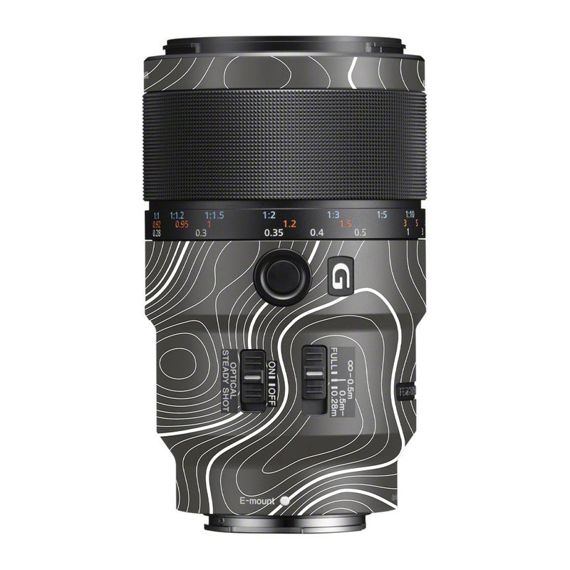 Grayscale Topographic Lines Sony FE 90mm F/2.8 Macro OSS Camera Lens S