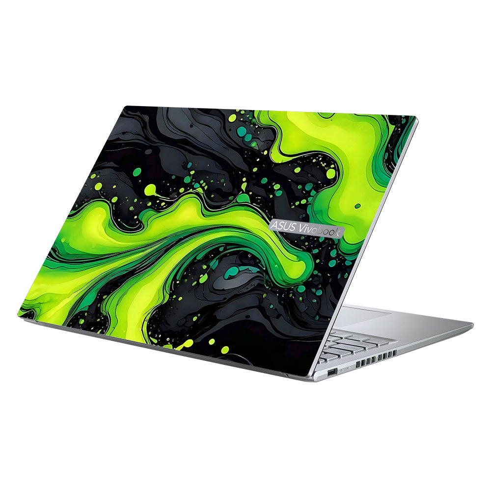 Neon Green Paint Swirls Asus Vivobook 16X M1603QA Laptop Skin