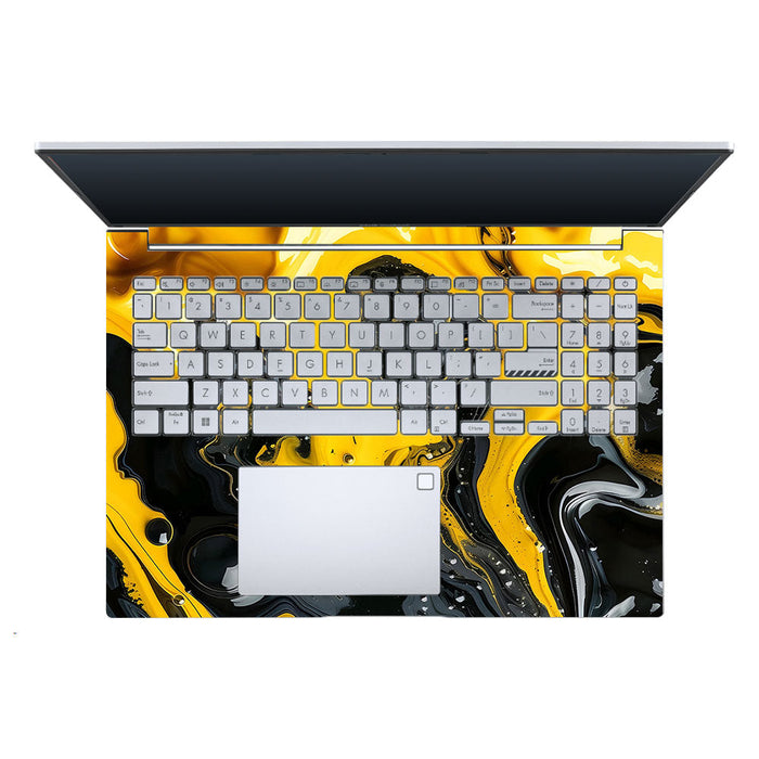 Yellow and Black Paint Swirls Asus Vivobook X1605ZA Laptop Skin