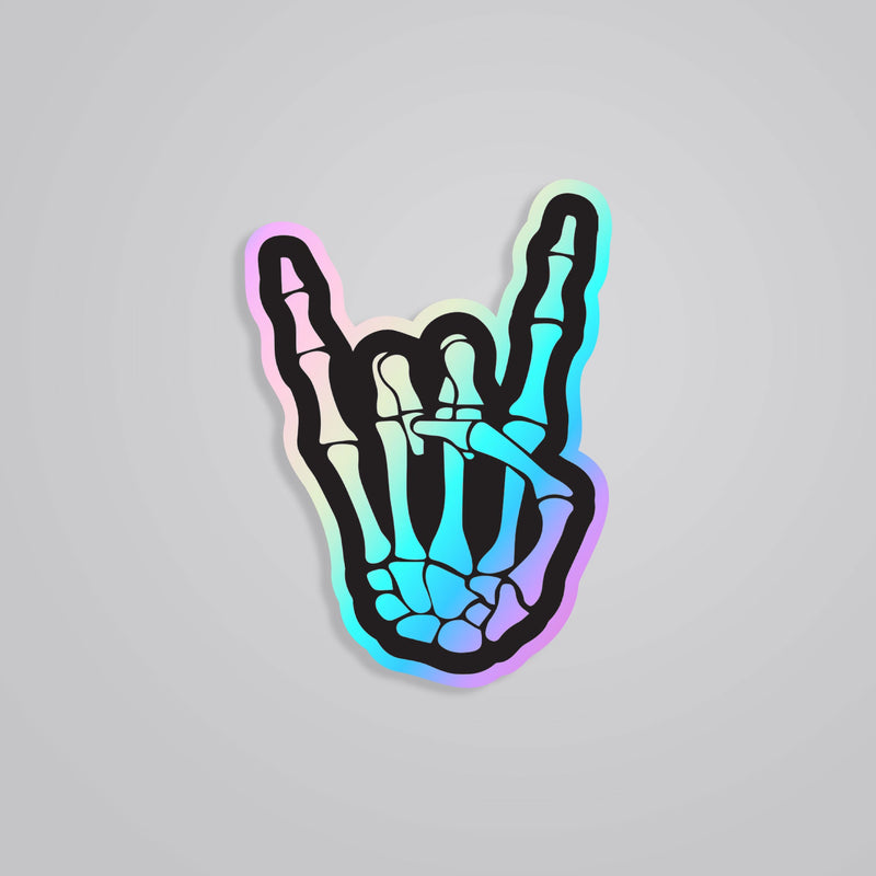 Rock Skeleton Hand Sticker - Holographic Style