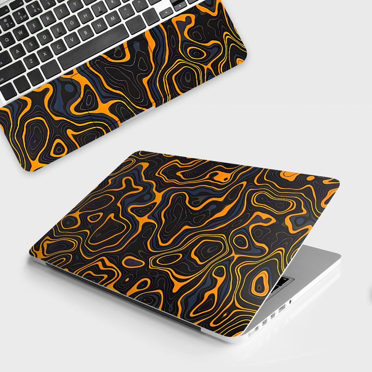 Amber Topographic Waves Stylish Laptop Skin