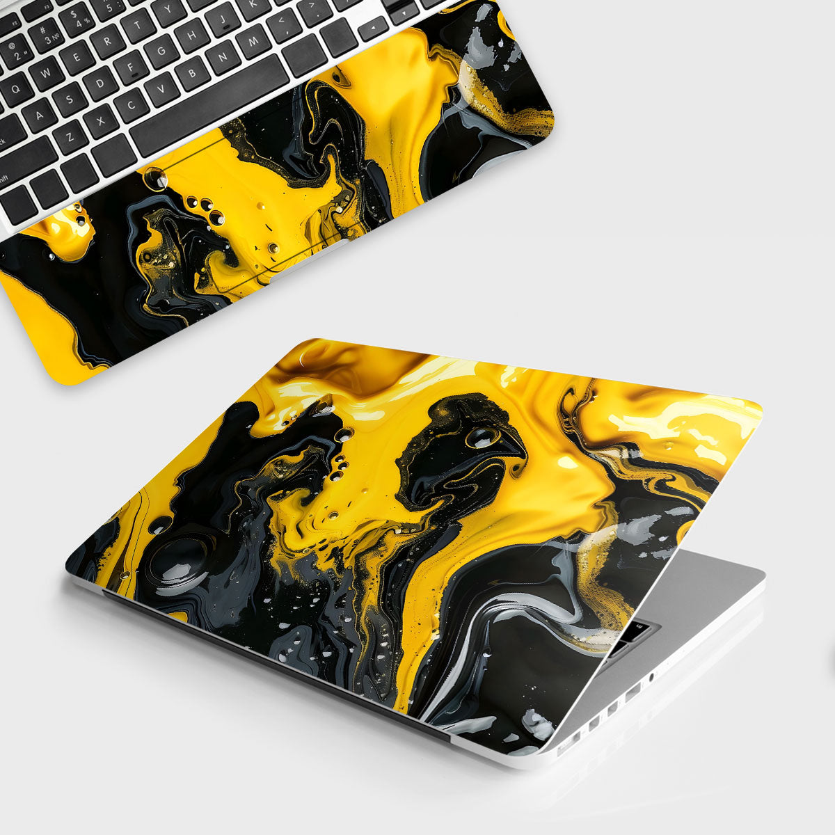 Golden Liquid Art Laptop Skin