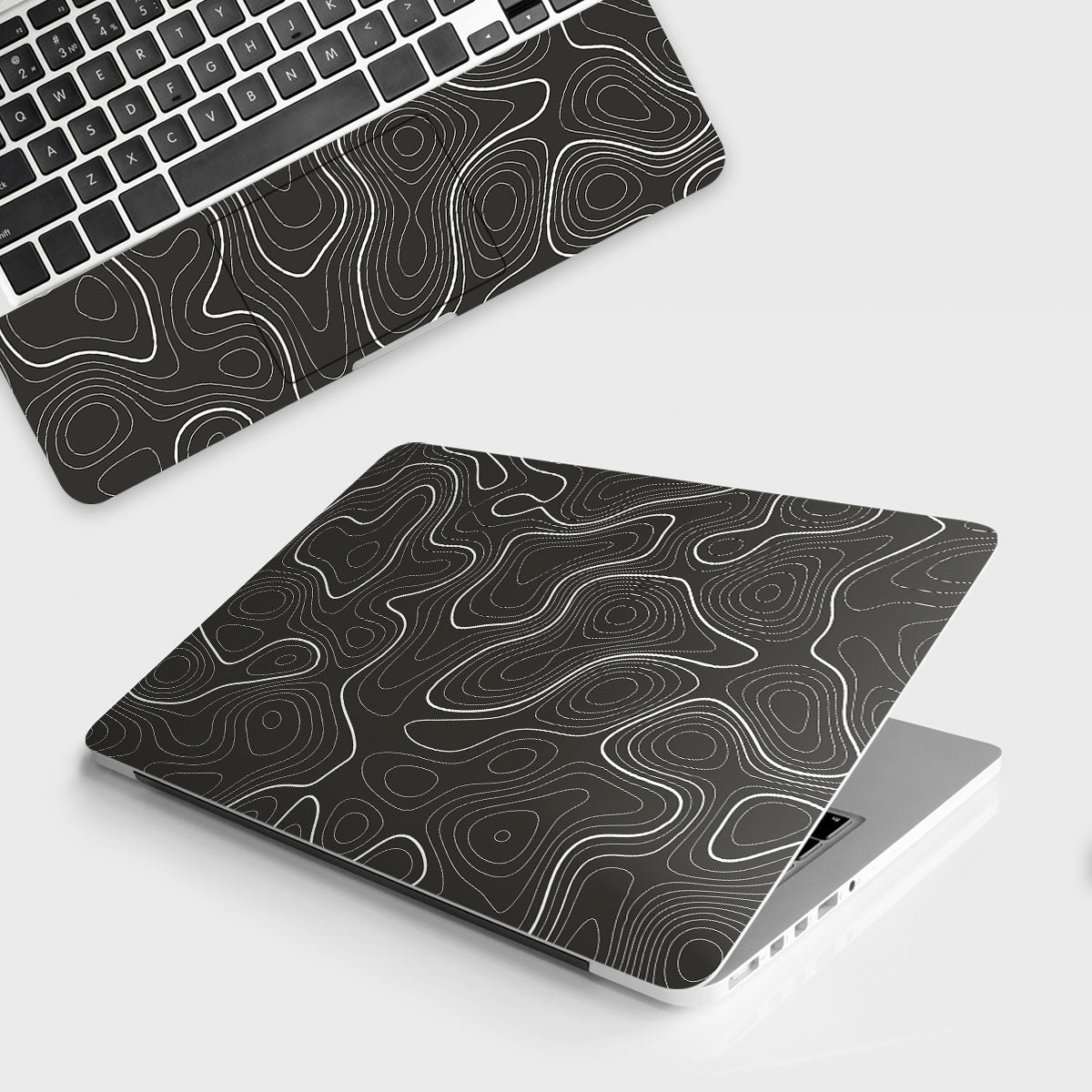 Grayscale Topographic Lines Precision Laptop Skin