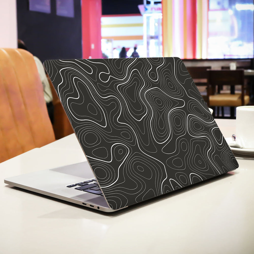 Grayscale Topographic Lines Precision Laptop Skin