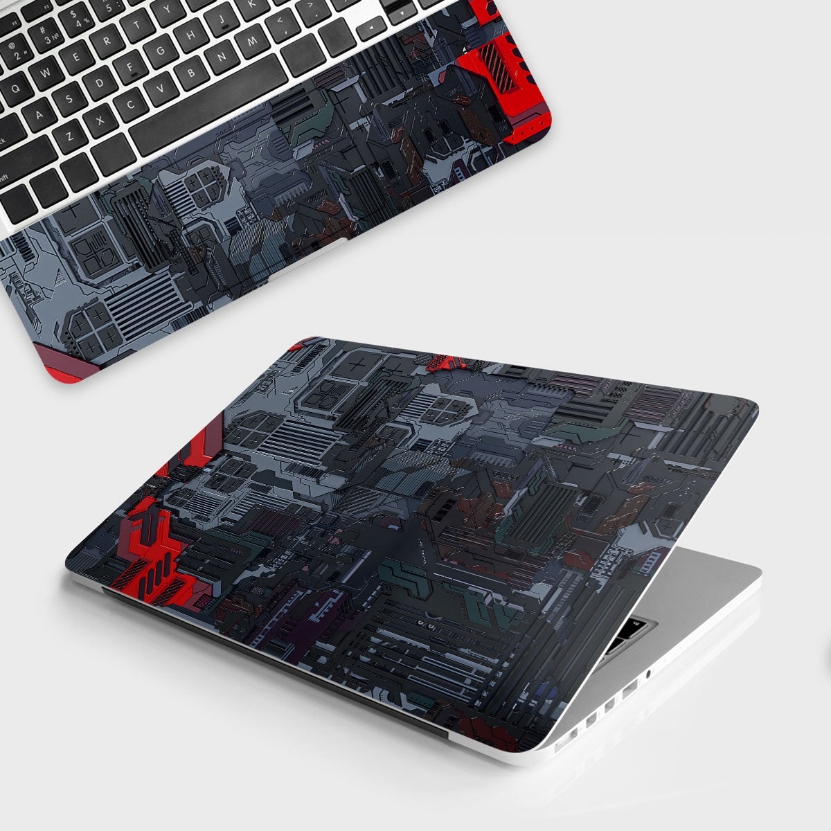 Crimson Waves Laptop Skin Elegant and Fluid