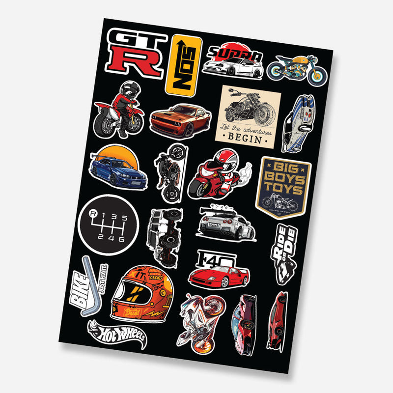 Vehicle Vibes Sheet 1 Stickers - Cool Cars