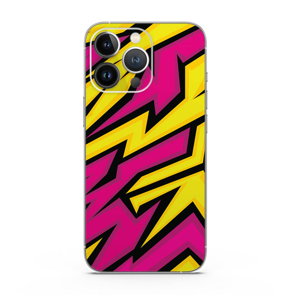 Yellow & Pink Racing Stripes Mobile Skin